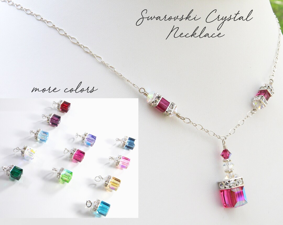 Ruby Crystal Necklace, Sterling Silver or Gold Filled, Choose Your ...