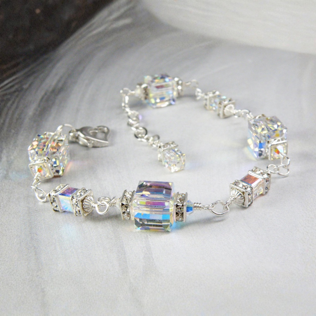 Clear Crystal Bracelet, Sterling Silver or Gold Filled, Crystals ...