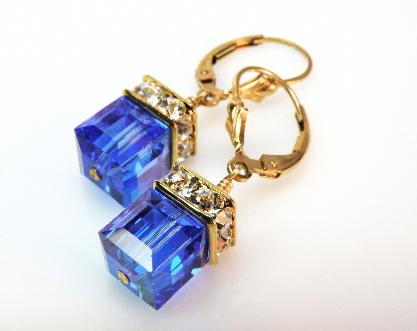 Royal Blue Crystal Jewelry Gold Filled Bright Sapphire | Etsy