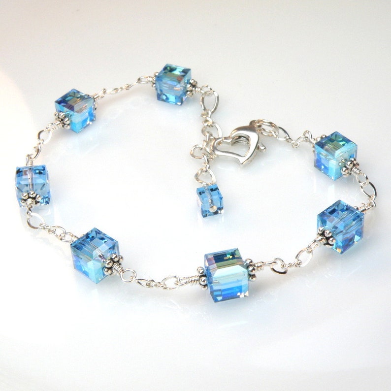 Clear Cube Crystal Bracelet Sterling Silver or Gold Filled - Etsy