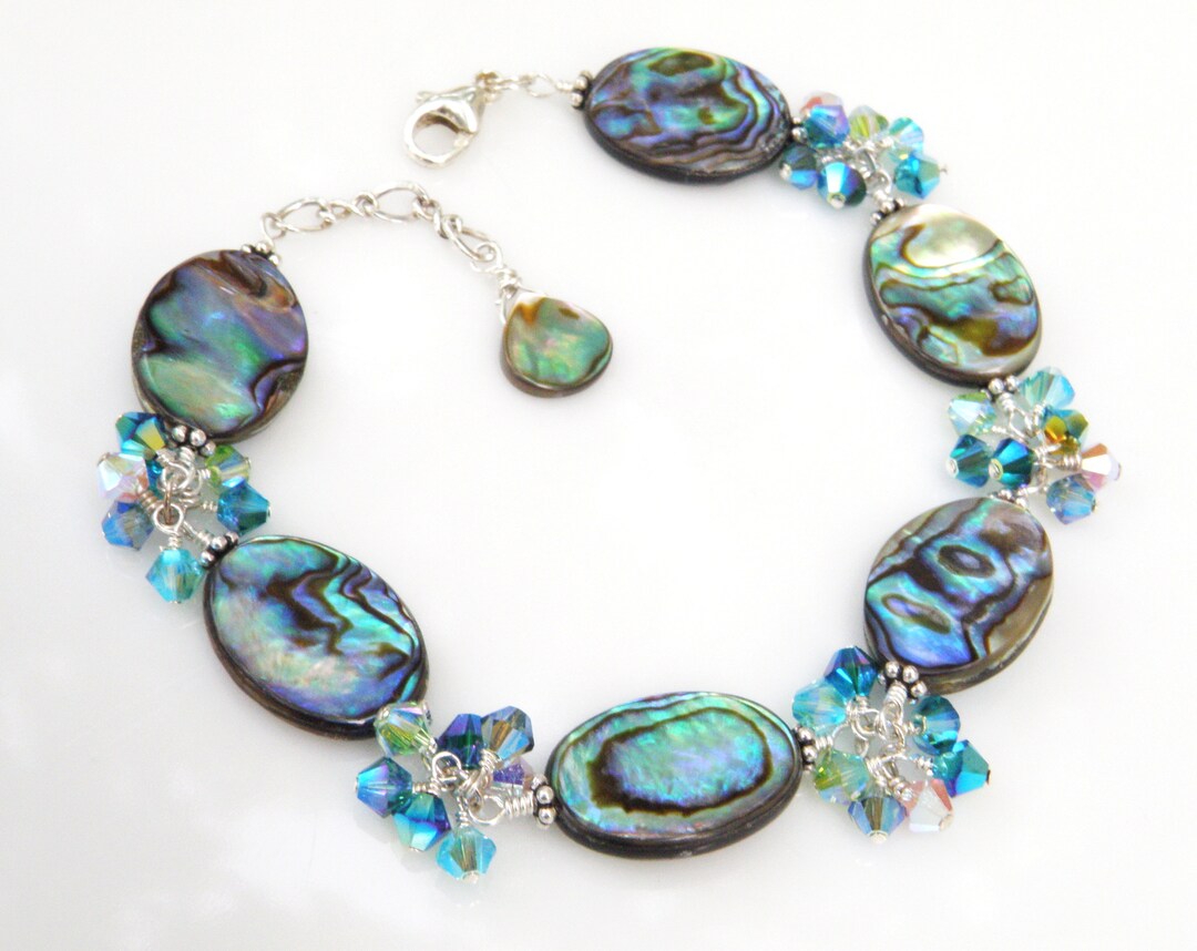 Natural Abalone Bracelet, Formal Paua Shell Jewelry, Ocean Theme ...
