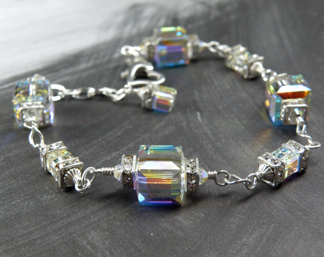 Clear Crystal Bracelet, Sterling Silver or Gold Filled, Crystals ...