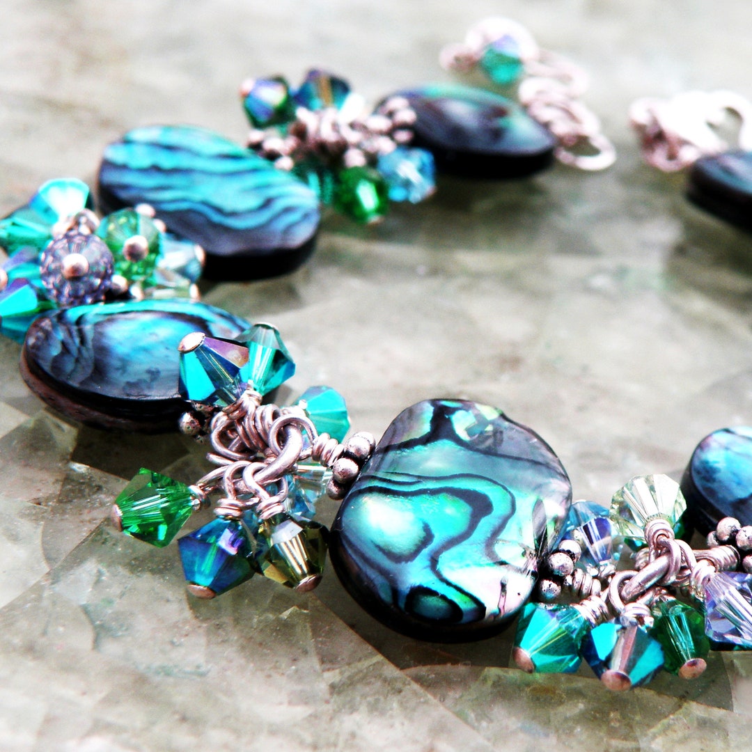 Statement Abalone Shell Bracelet, Sterling Silver or 14k Gold Filled ...