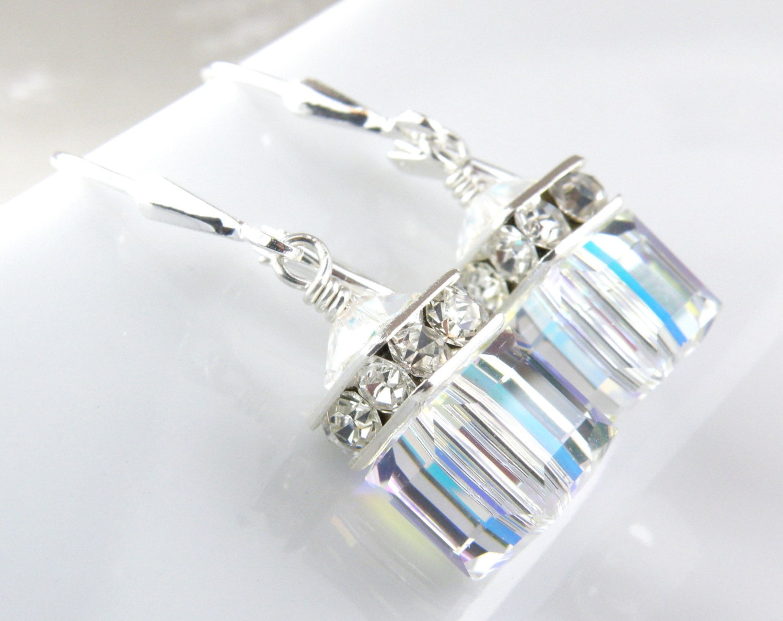 Clear Crystal Drop Earrings Crystal Wedding Jewelry Sterling - Etsy