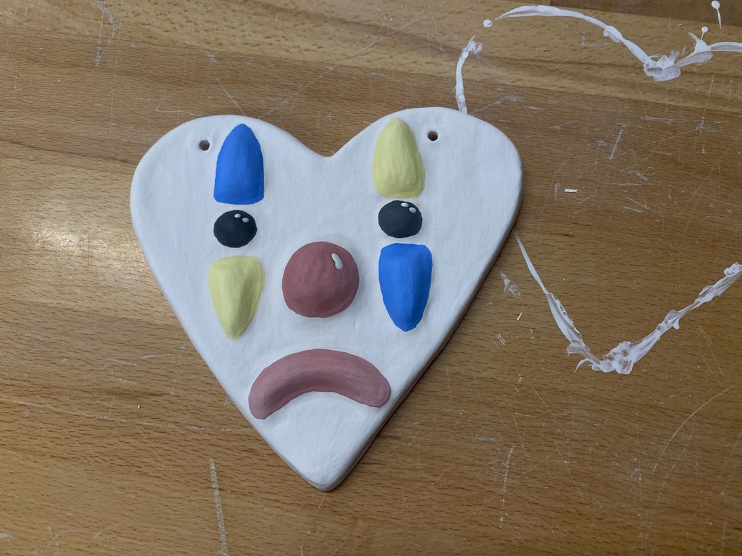 Custom Ceramic Heart Shaped Clown Wall Hanging | Clown Art | Ceramic ...