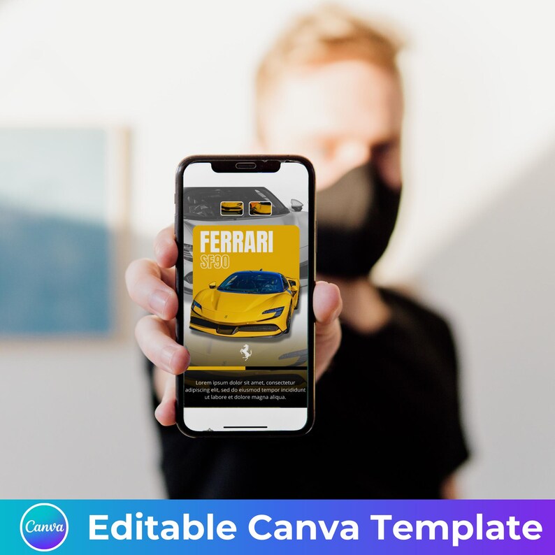 Ferrari SF90 Poster Canva Template Sport Car Design Poster Digital ...