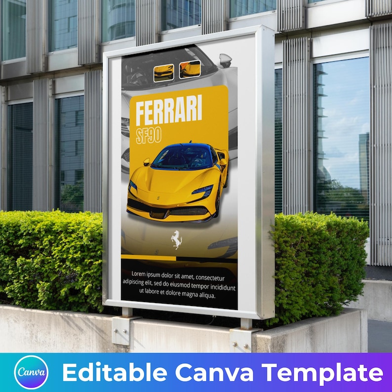 Ferrari SF90 Poster Canva Template Sport Car Design Poster Digital ...