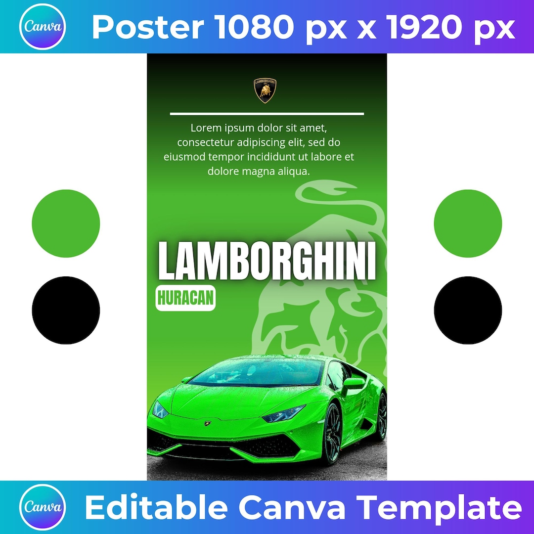 Lamborghini Huracan Poster Canva Template Sport Car Design Digital ...