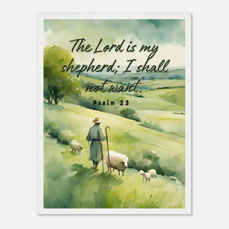 Psalm 23 Bible Verse Wooden Framed Wall Art Poster 30x40 Cm / 12x16 - Etsy