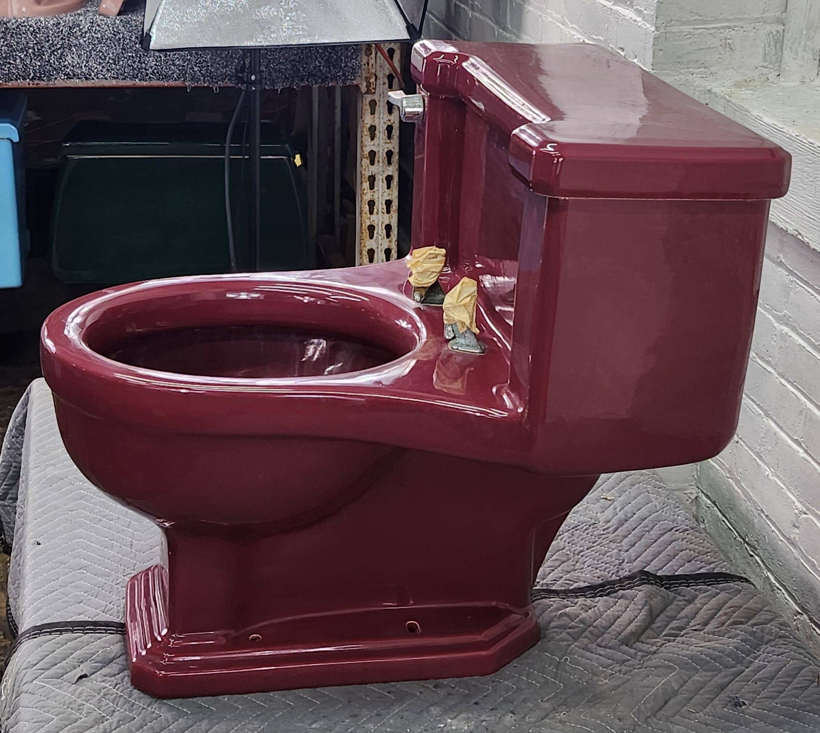 Maroon Toilet Lowboy Style American Standard Vintage Bathroom Fixture ...