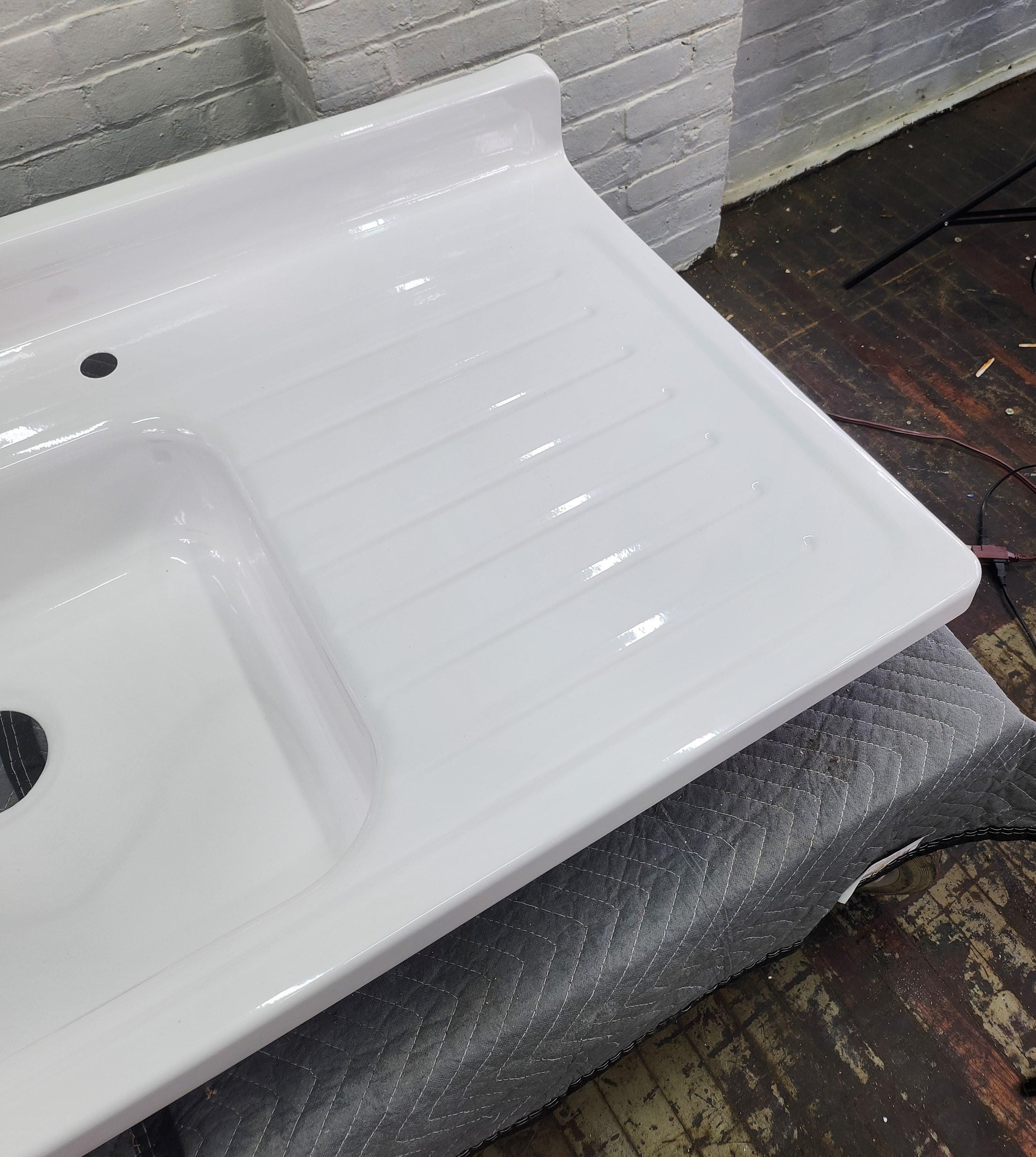 Kitchen Sink Double Drainboard Professionally Refinished Stamped Steel ...