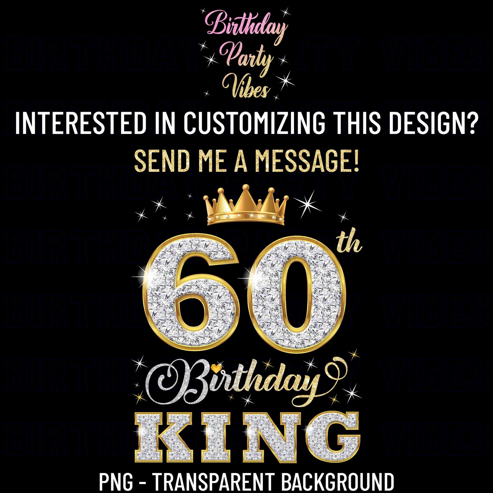 60th Birthday King Birthday Party for Him 60 Years Old Man Birthday PNG ...