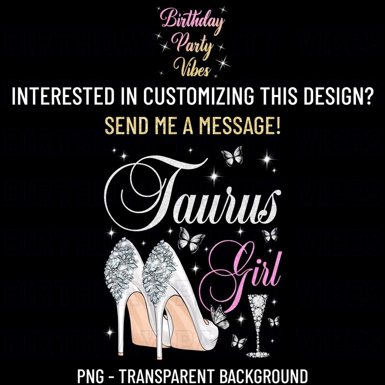 Taurus Girl PNG: Zodiac Birthday Design, High Heels (digital Download ...