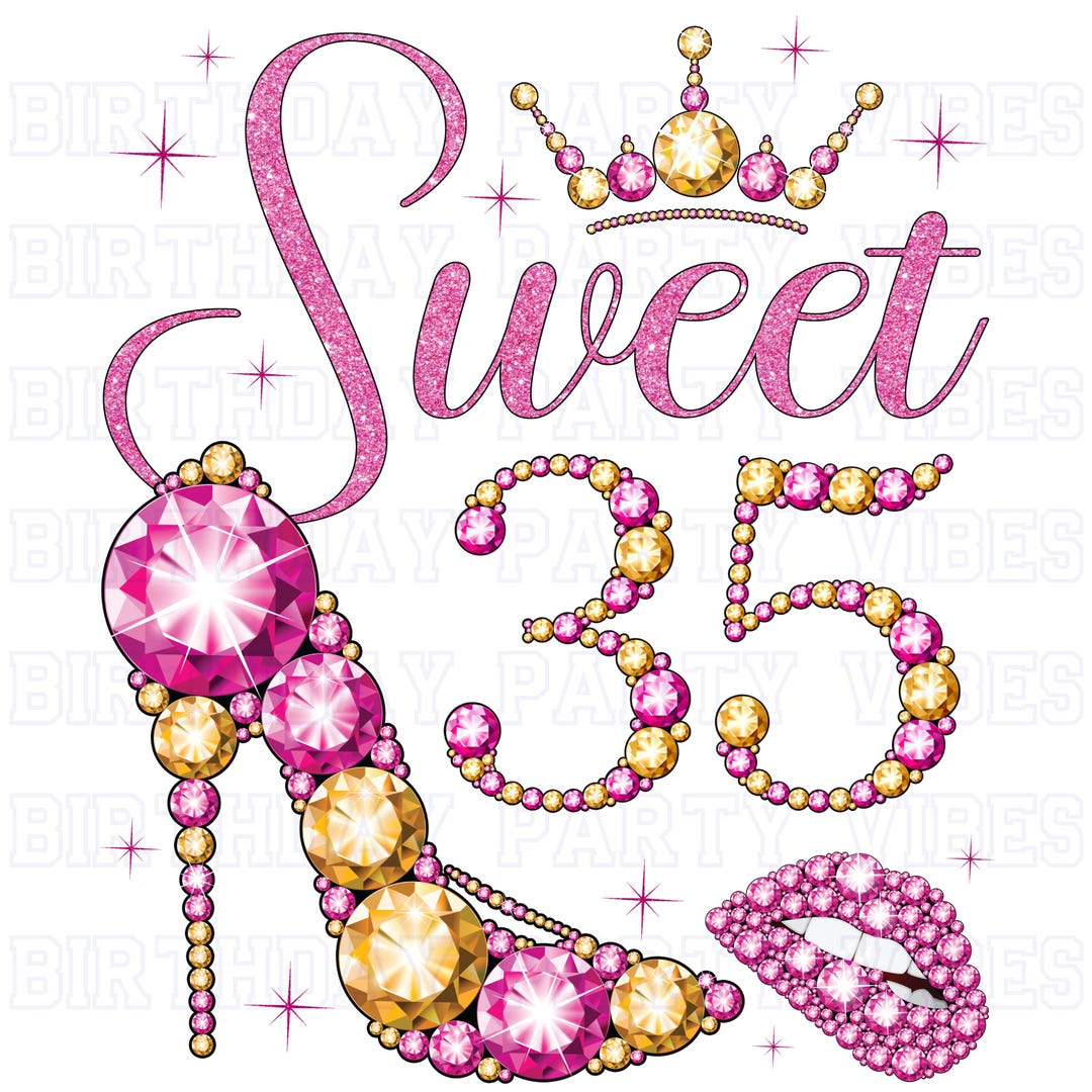 35th Birthday Queen PNG Design: High Heel, Crown, Lips (transparent ...