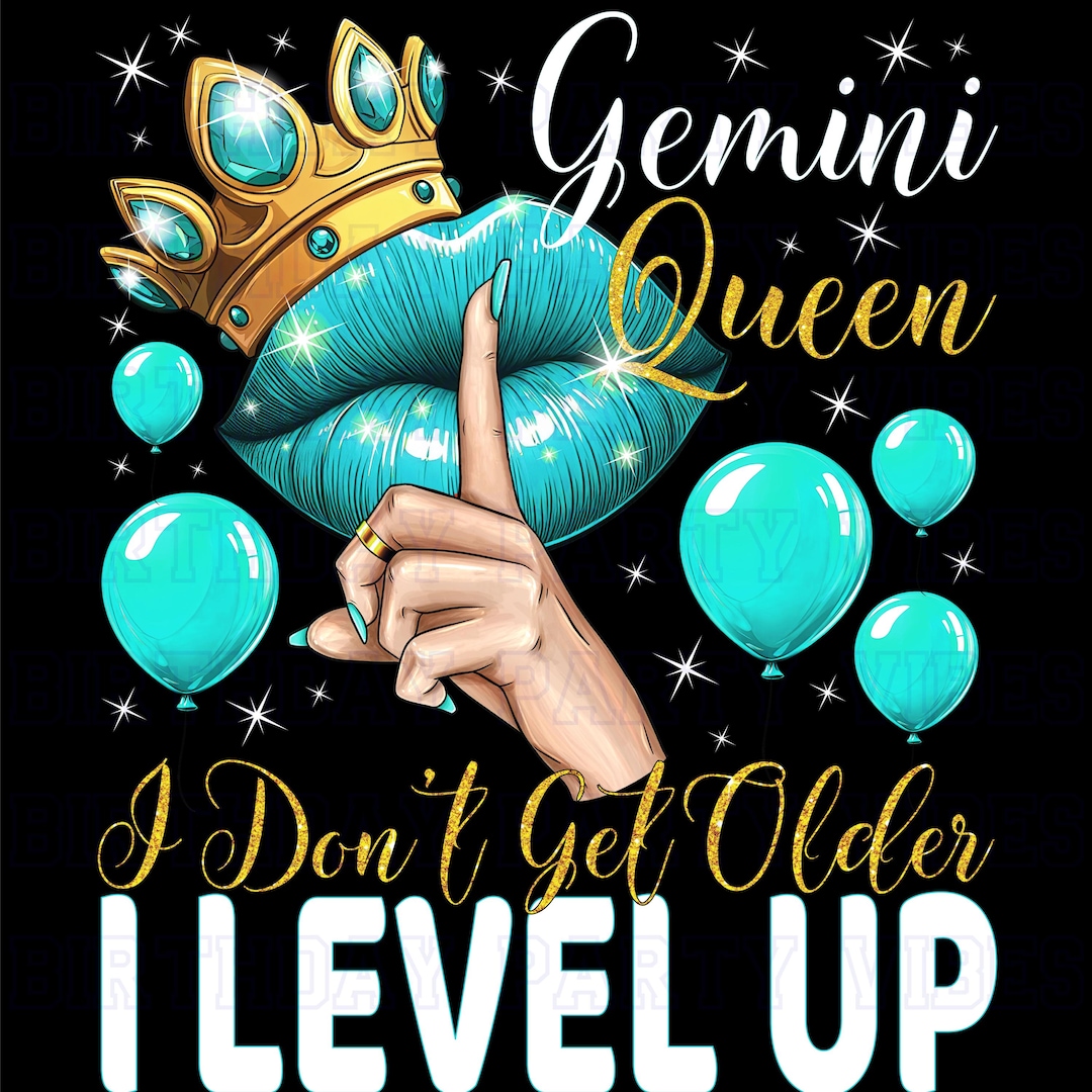 Gemini Queen Birthday Design: Lips, Crown, Balloons PNG (digital ...