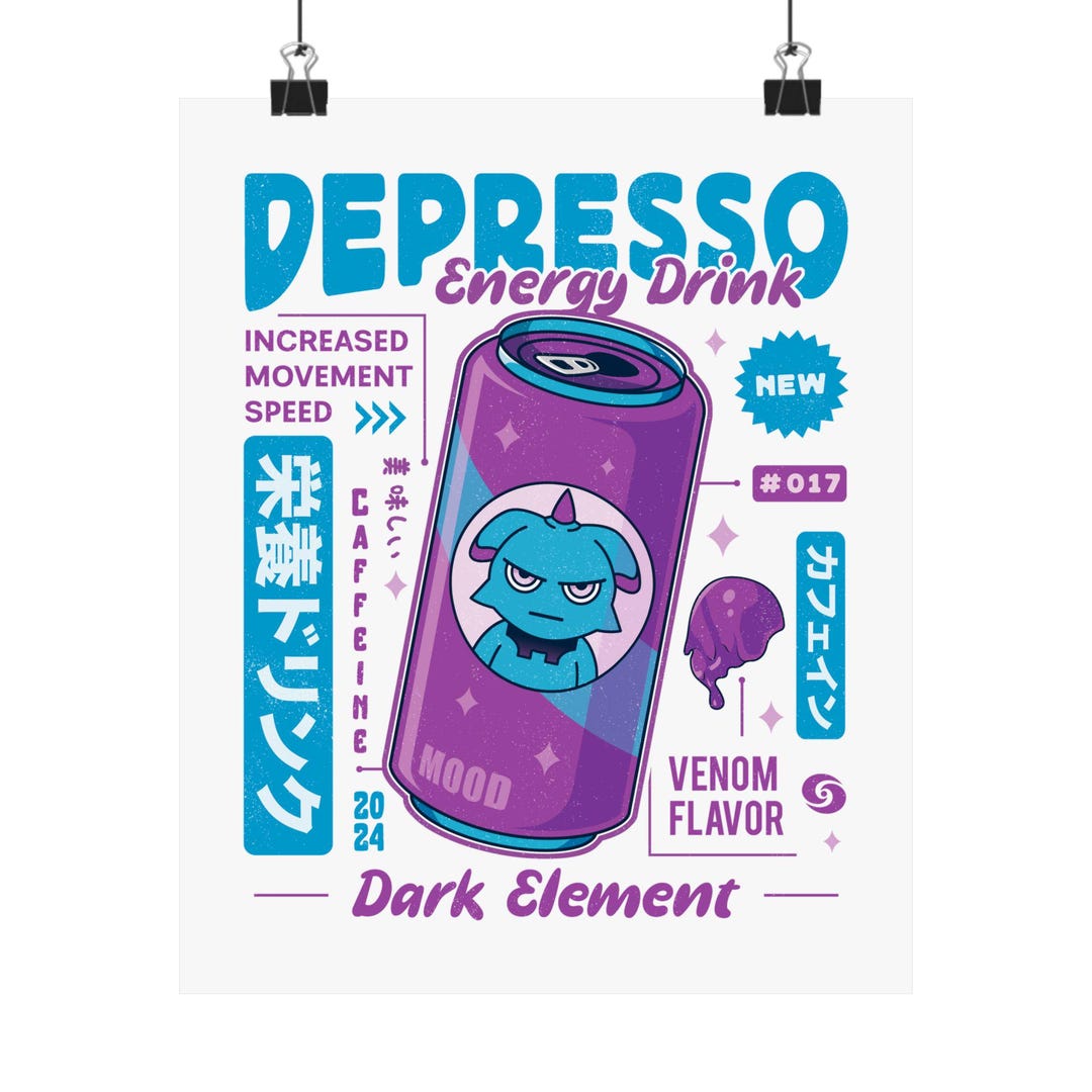 Depresso Energy Drink Matte Vertical Poster // Palworld Video Game ...
