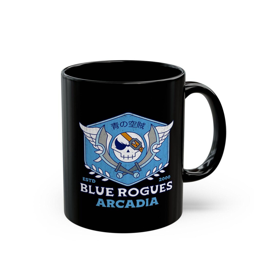 Blue Rogues Grunge Emblem Black Mug (11oz or 15oz) // Skies of Arcadia ...