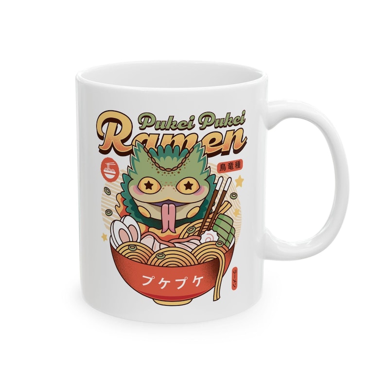 Pukei Pukei Ramen Vintage Ceramic Mug (11oz or 15oz) // Monster Hunter ...