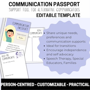 Editable Communication Passport Template – Personalized Tool for AAC ...