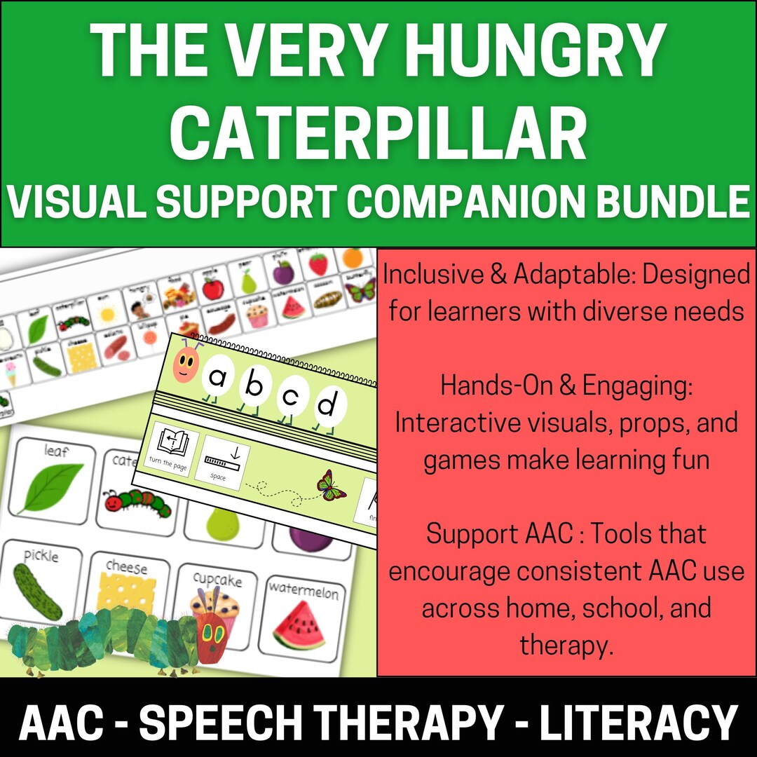 The Very Hungry Caterpillar Literacy and AAC Bundle (speech Therapy ...