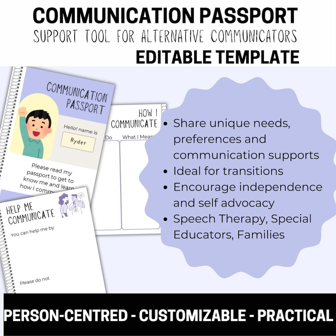 Editable Communication Passport Template – Personalized Tool for AAC ...