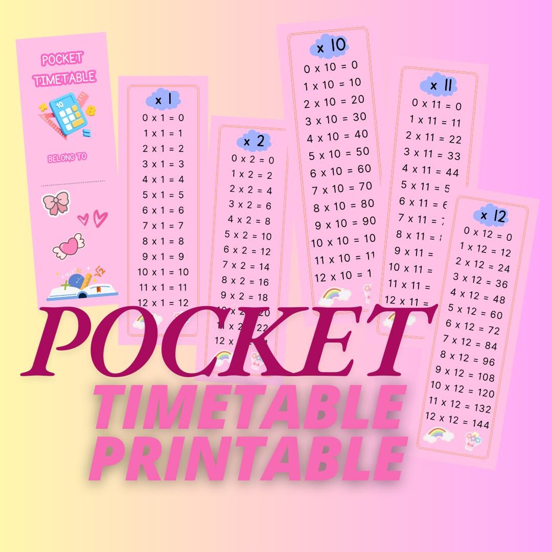 PRINTABLE POCKET TIMETABLE - Etsy