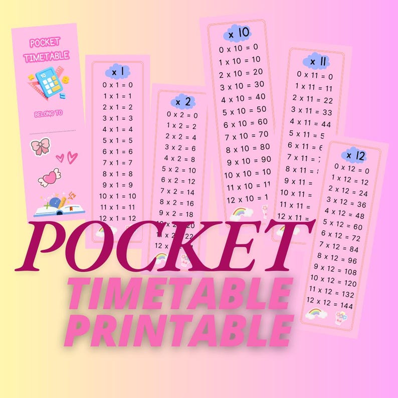 PRINTABLE POCKET TIMETABLE - Etsy