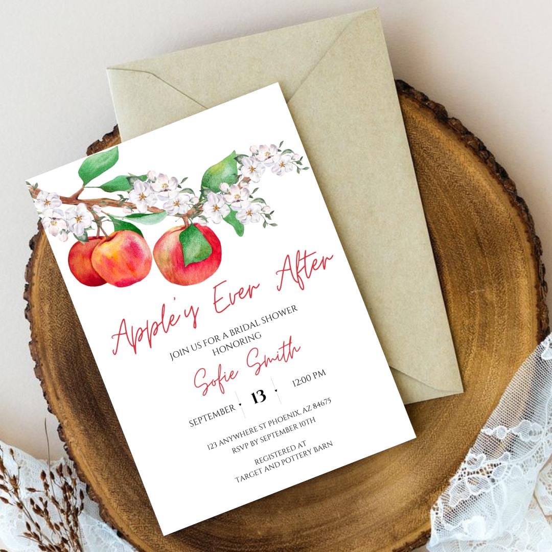 Apple'y Ever After Bridal Shower Editable Invitation Template, Bridal ...