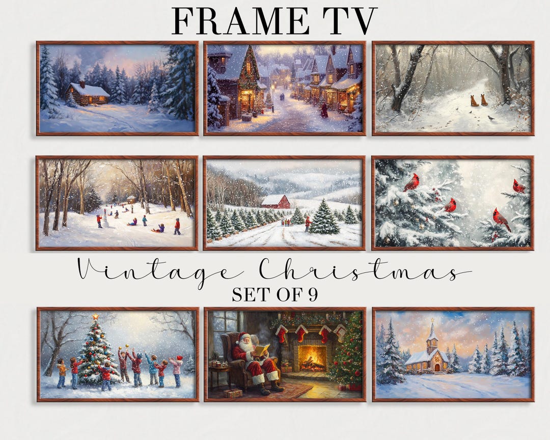 Vintage Christmas TV Art, Retro Christmas, Vintage Holiday, Farmhouse ...