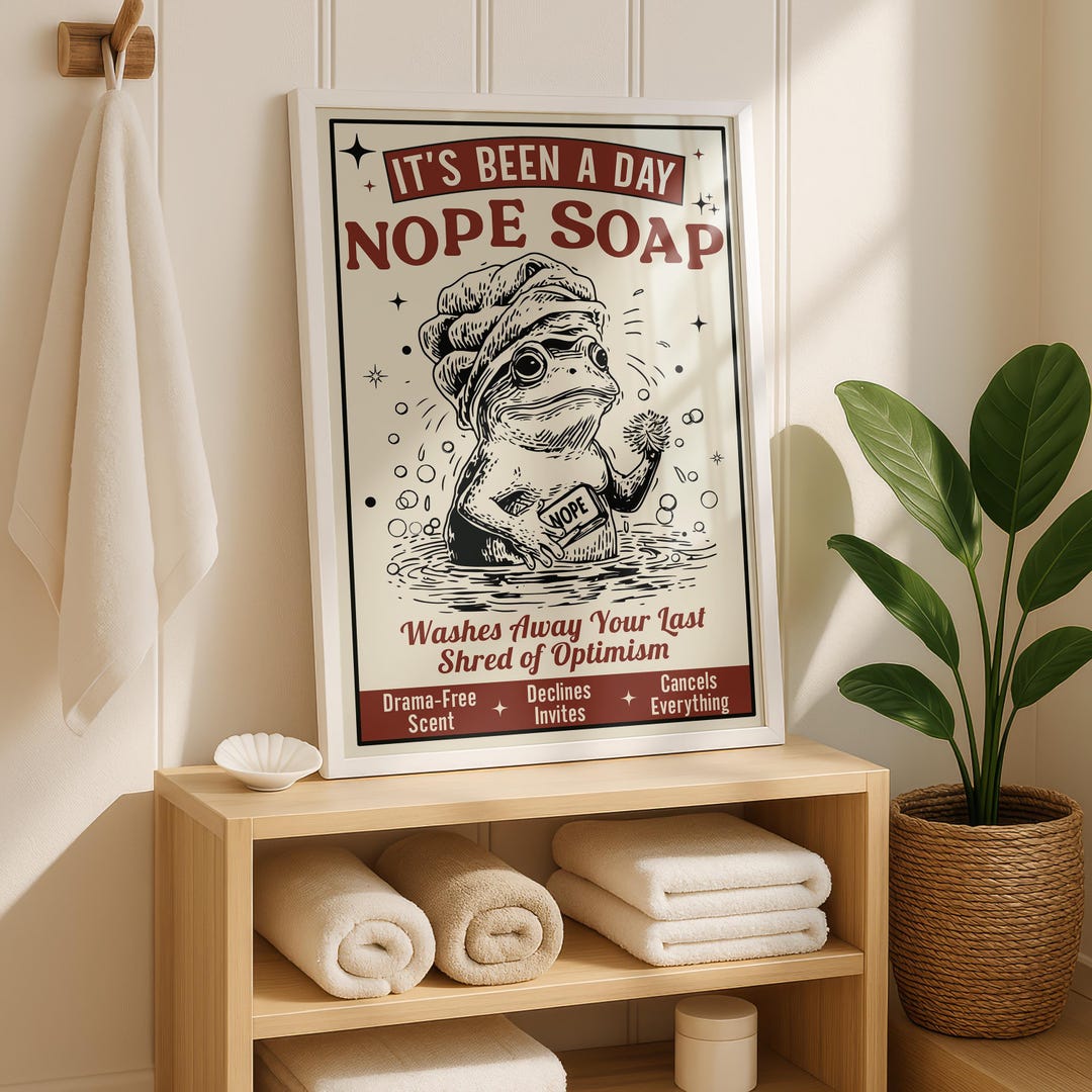 Nope Soap Funny Frog Poster, Retro Frog Bathroom Wall Art, Vintage ...