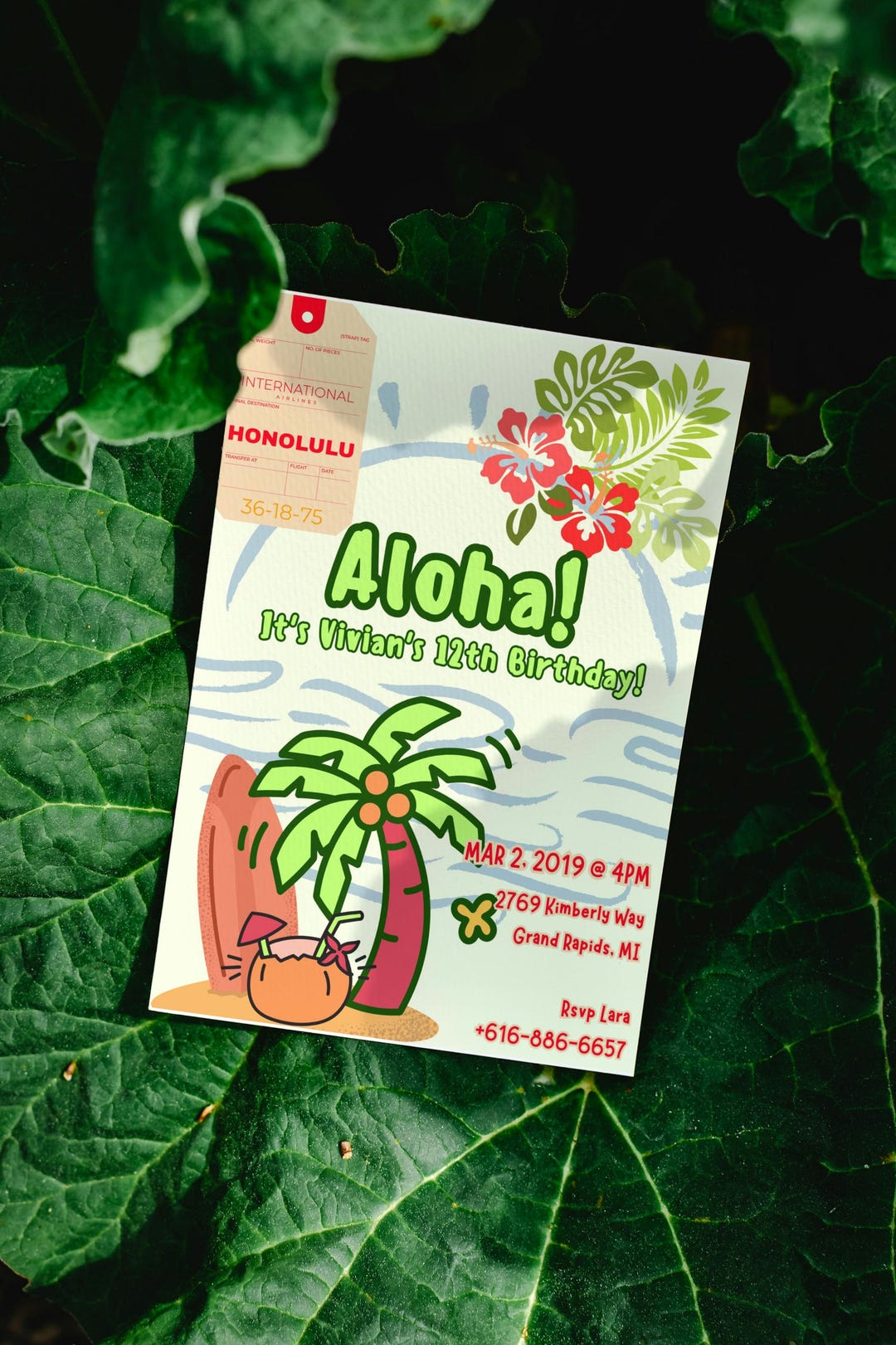 Editable Hawaiian Luau Birthday Invitation - Etsy