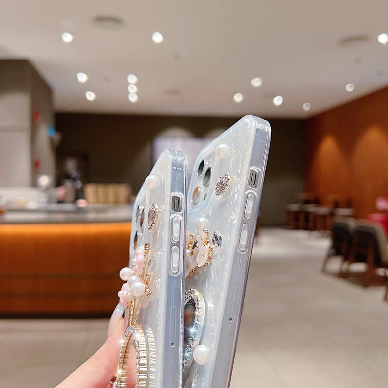 Glamorous Rhinestone iPhone Case: 3D Floral Mirror, Bling Phone Cover ...