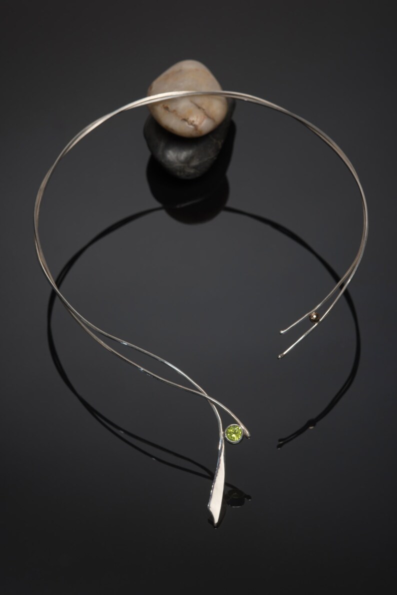 Sterling Silver Neck Ring With Birthstone Gemstone - Etsy