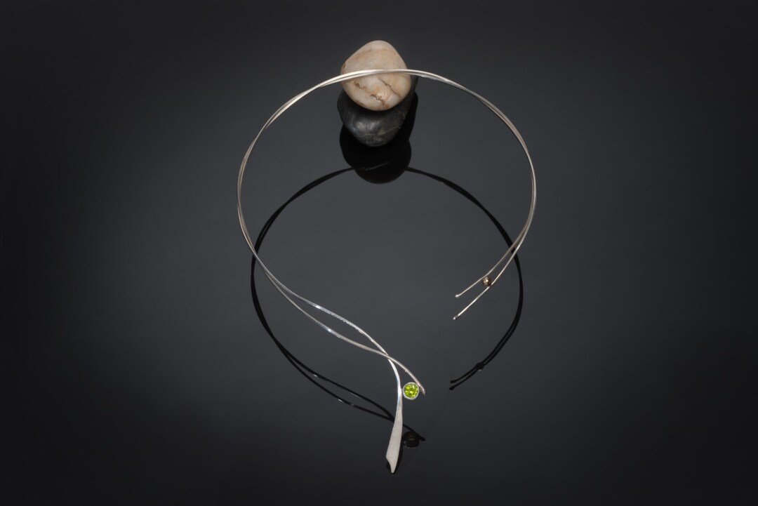 Sterling Silver Neck Ring With Birthstone Gemstone - Etsy