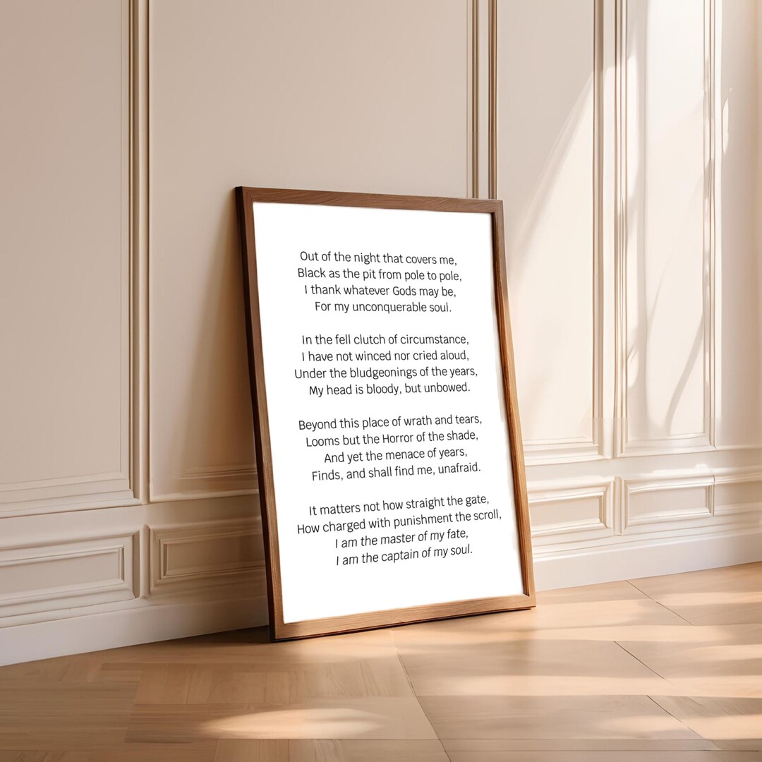 Invictus Poem Printable Wall Art – Digital Download, Victorian Poetry ...