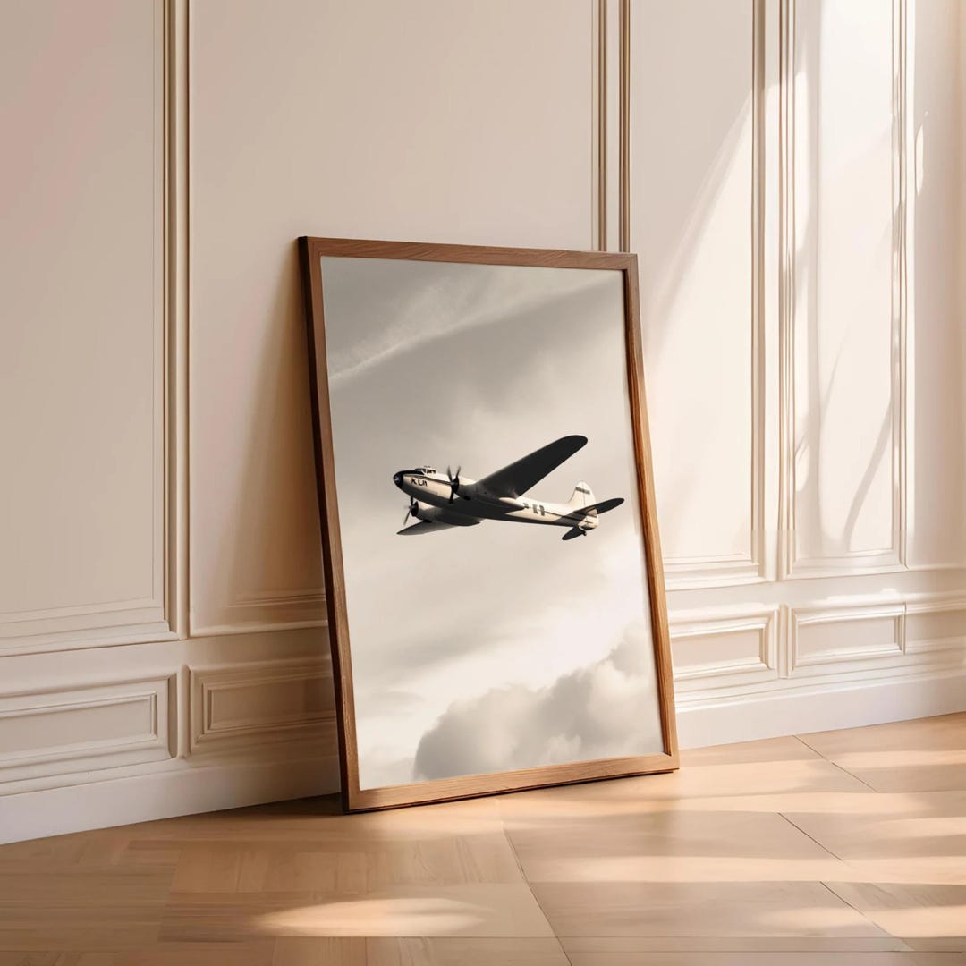 Vintage DC-2 Airplane Poster Sepia | Retro Aviation Wall Art Print ...