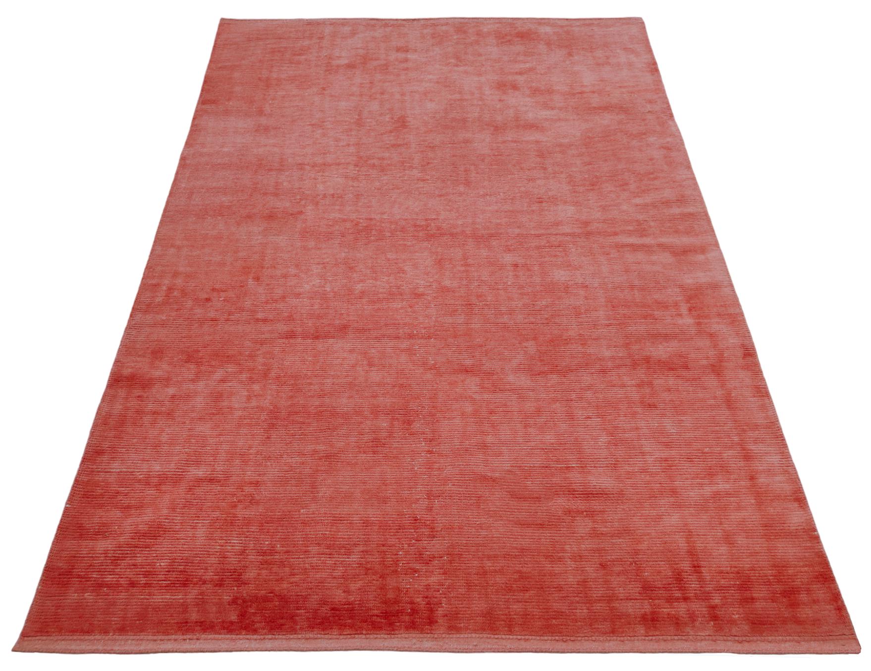 Handmade Solid Red Terracotta Rug – Minimalist Modern Plain Area Rug ...