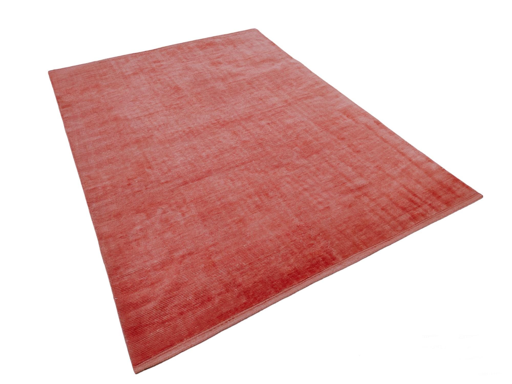 Handmade Solid Red Terracotta Rug – Minimalist Modern Plain Area Rug ...