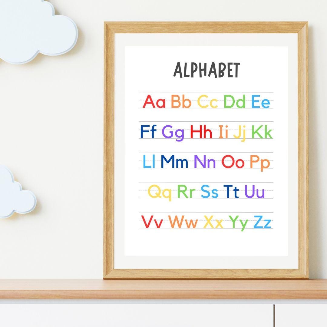 Rainbow Alphabet Poster, Educational Wall Art Printable, Homeschool ...