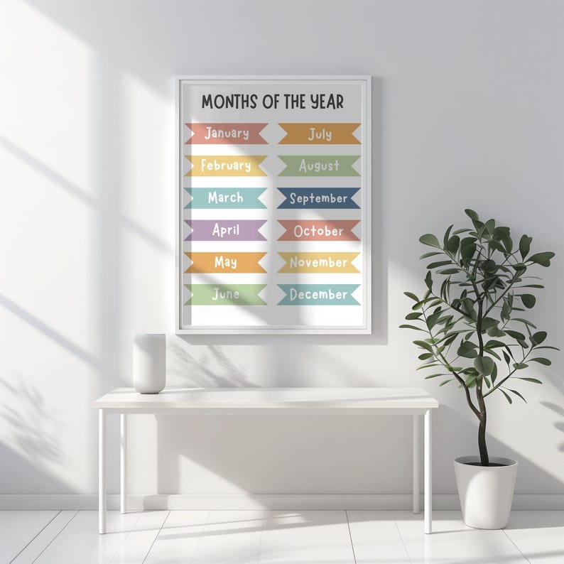 Months of the Year Printable, Educational Posters, Neutral Classroom ...