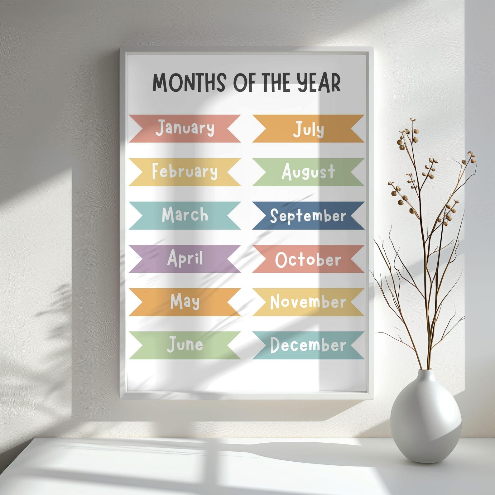 Months of the Year Printable, Educational Posters, Neutral Classroom ...