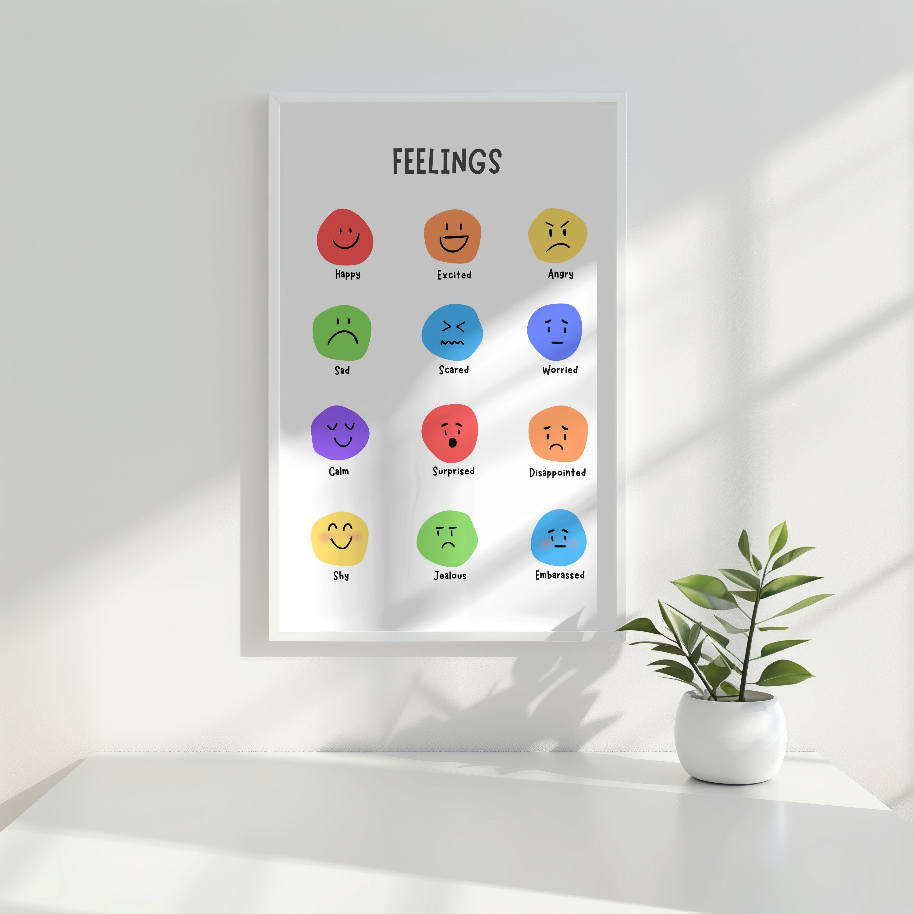 Feelings Poster, Rainbow Classroom Decor, Feelings Chart Printable, My ...
