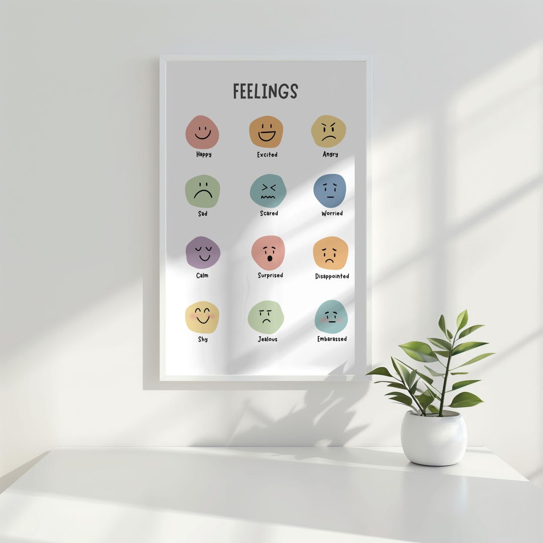 Feelings Poster, Neutral Classroom Decor, Feelings Chart Printable, My ...