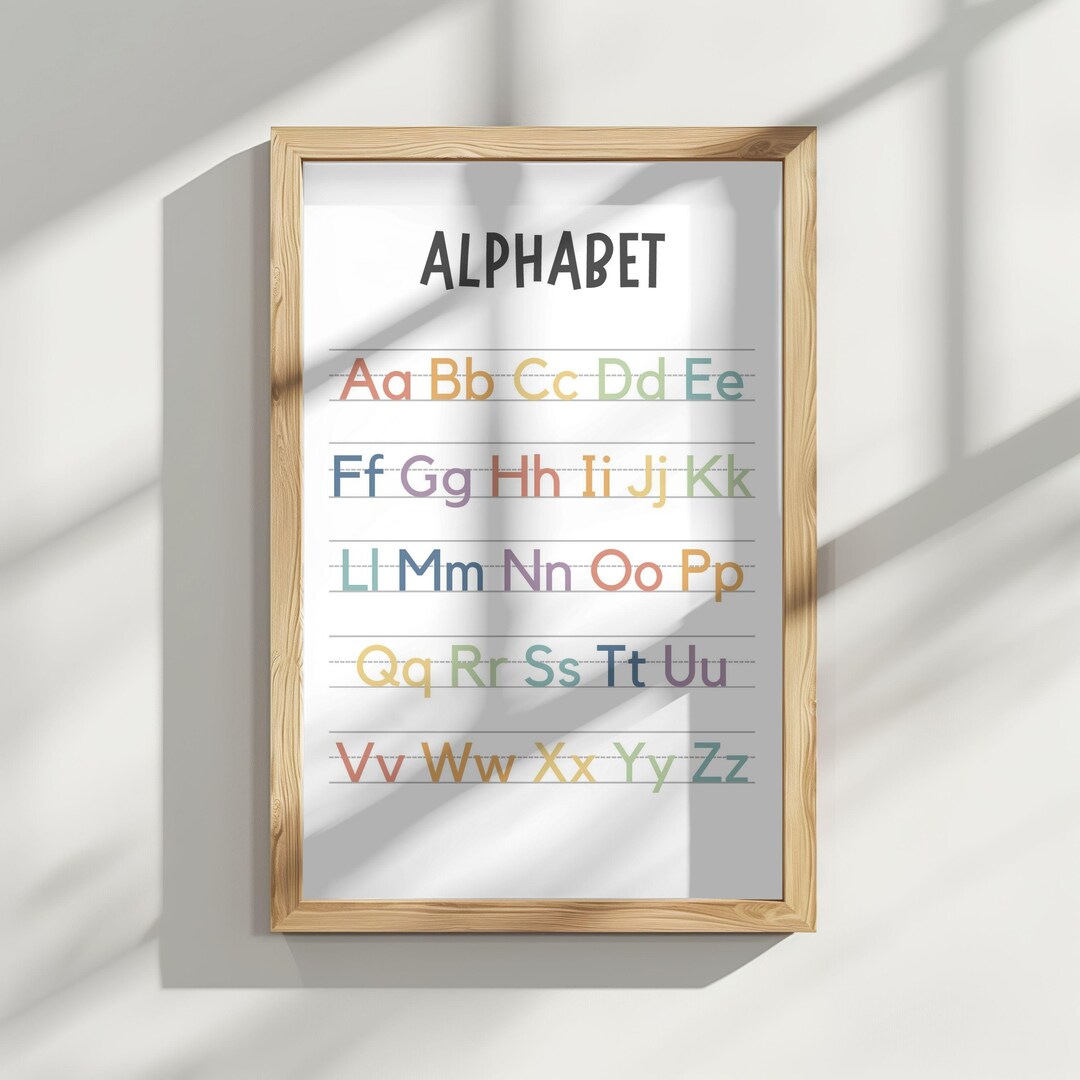 Boho Alphabet Poster, Educational Wall Art Printable, Homeschool ...