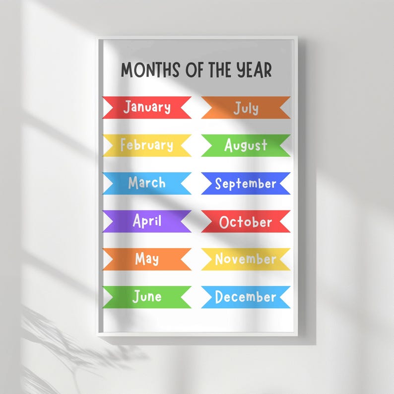 Months of the Year Printable, Educational Posters, Rainbow Classroom ...