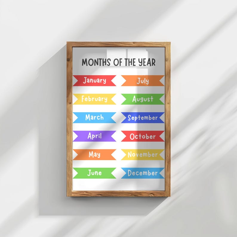 Months of the Year Printable, Educational Posters, Rainbow Classroom ...