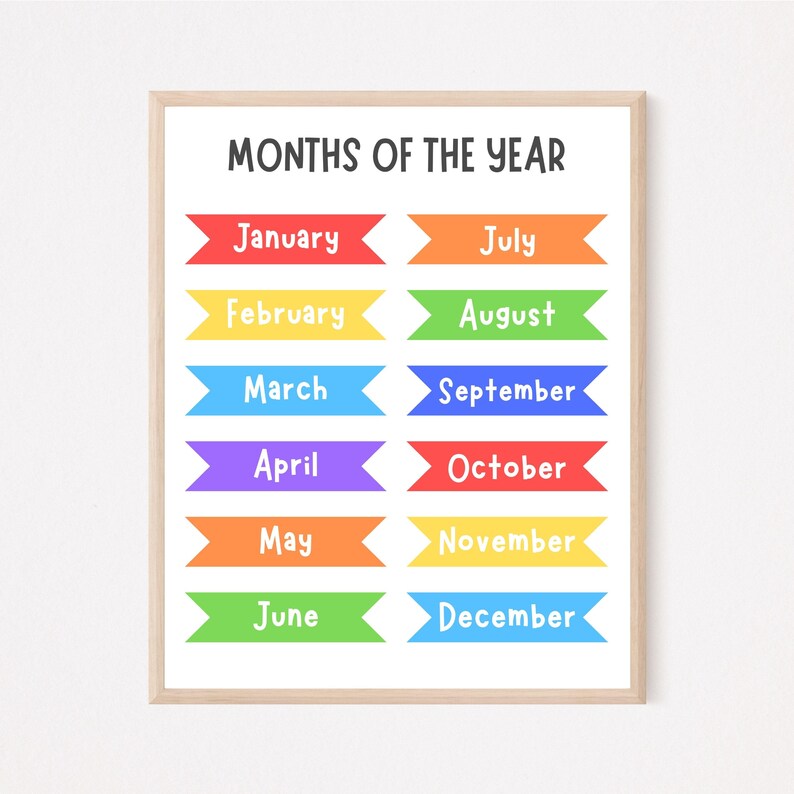 Months of the Year Printable, Educational Posters, Rainbow Classroom ...