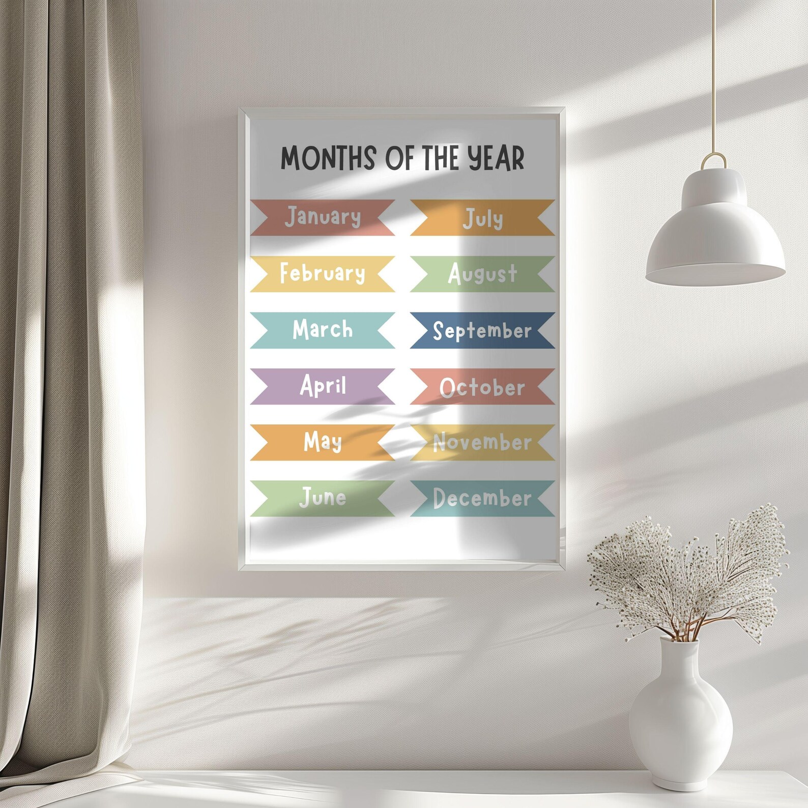 Months of the Year Printable, Educational Posters, Neutral Classroom ...