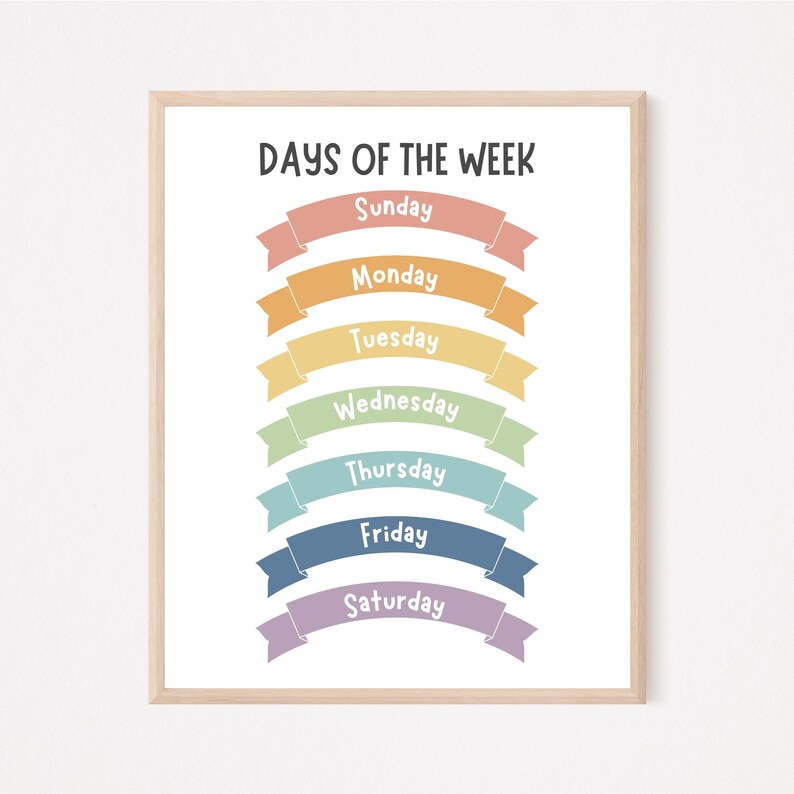 Days of the Week Printable, Educational Wall Art, Homeschool Decor ...