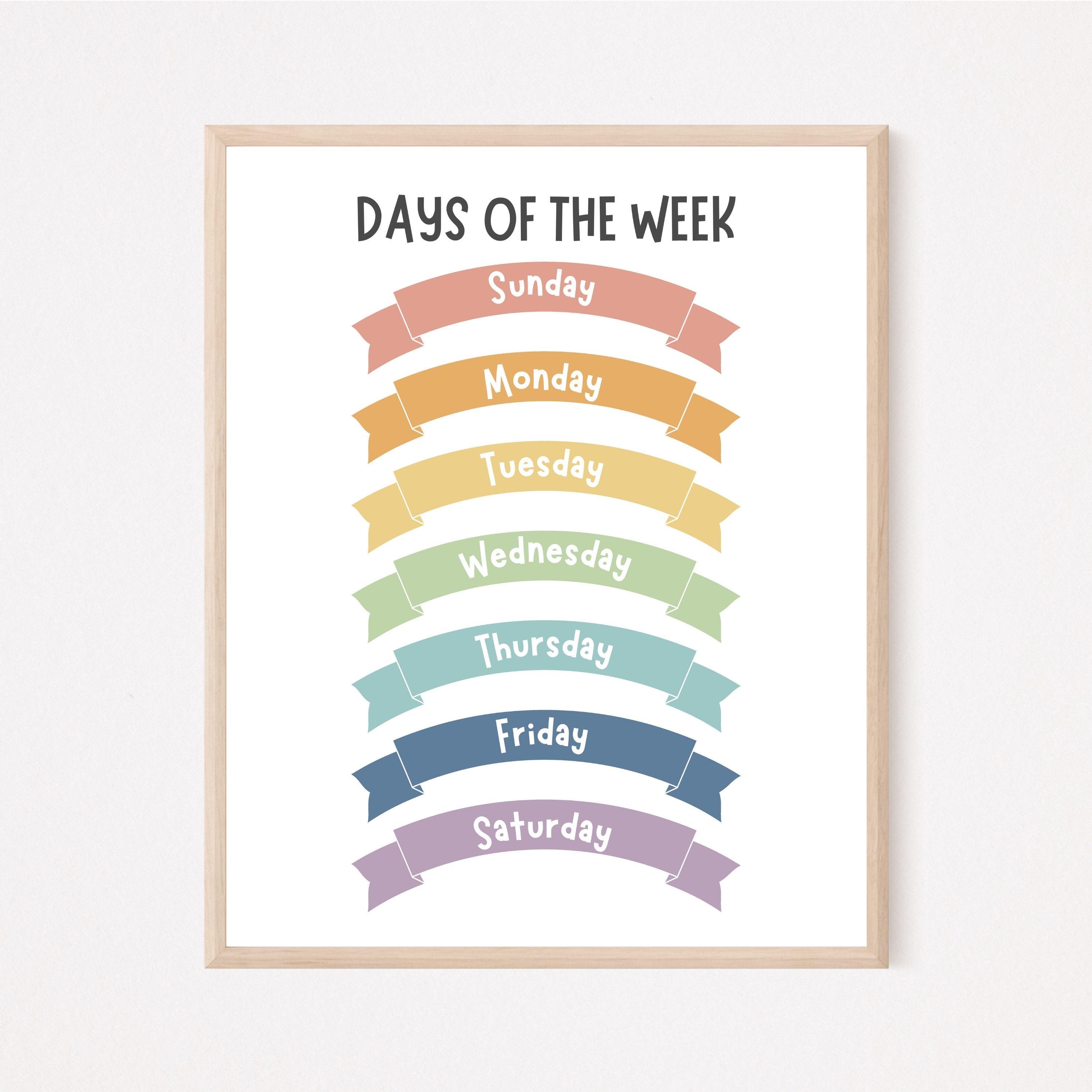 Days of the Week Printable, Educational Wall Art, Homeschool Decor ...